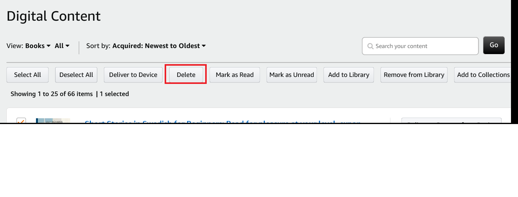 How do I or can I delete samples from Kindle mobile app?